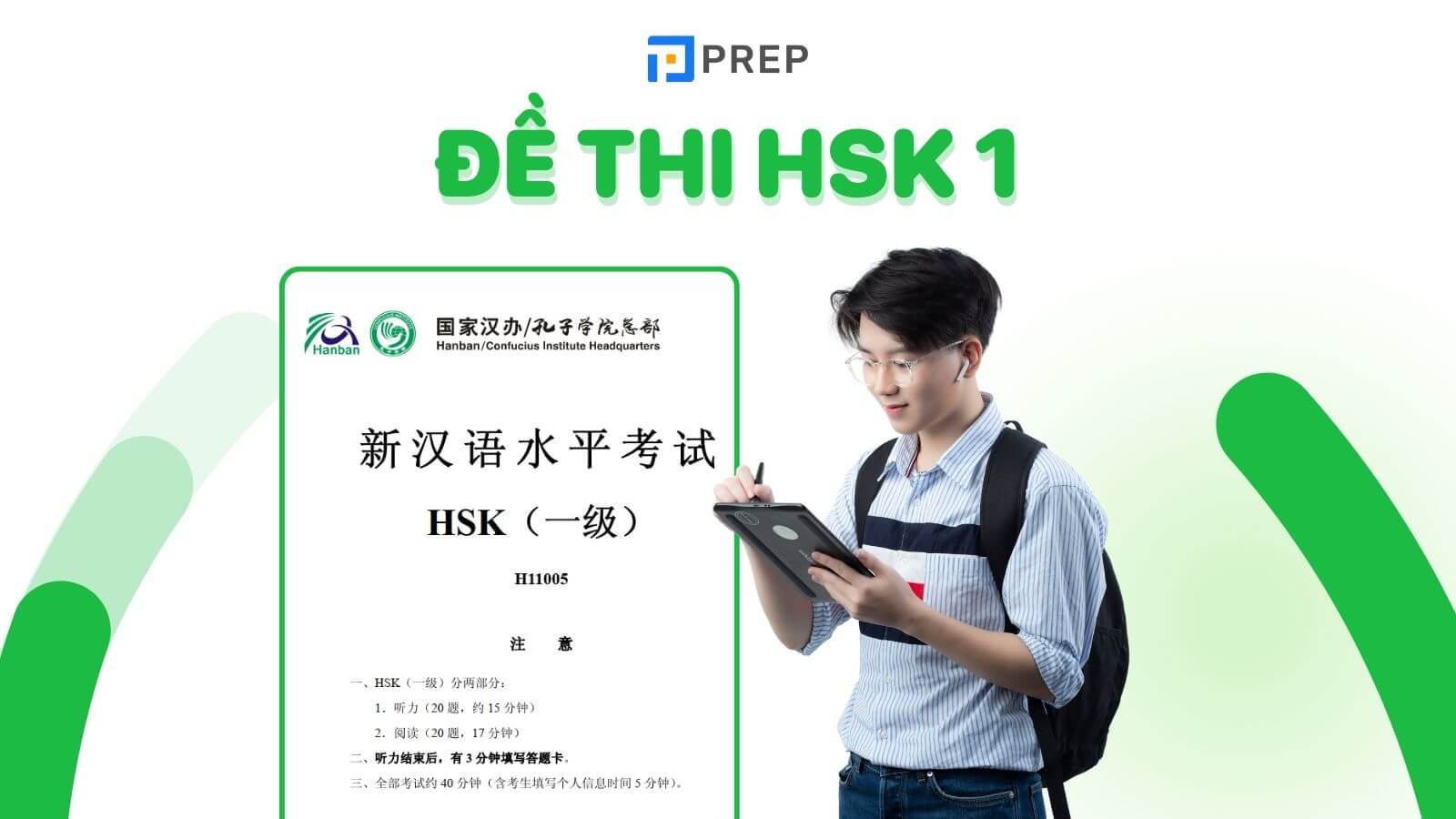 [PDF] 20 đề thi HSK 1 mới nhất năm 2025 có đáp án